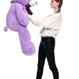 MaoGoLan Giant Purple Teddy Bear 47 inch Life Size Bear Stuffed Animal Plush Toy Valentines Bear for Girls Girlfriend Wife Children Teens