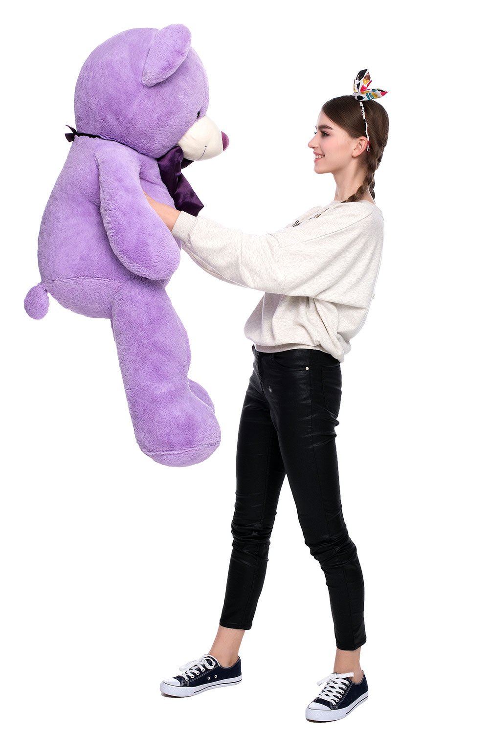 MaoGoLan Giant Purple Teddy Bear 47 inch Life Size Bear Stuffed Animal Plush Toy Valentines Bear for Girls Girlfriend Wife Children Teens