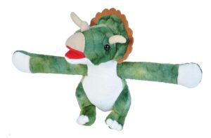 wild republic huggers triceratops plush toy, slap bracelet, stuffed animal, kids toys, 8 inches