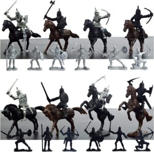 28 pieces knight & horses soldier toys army men action figures, 3 inch