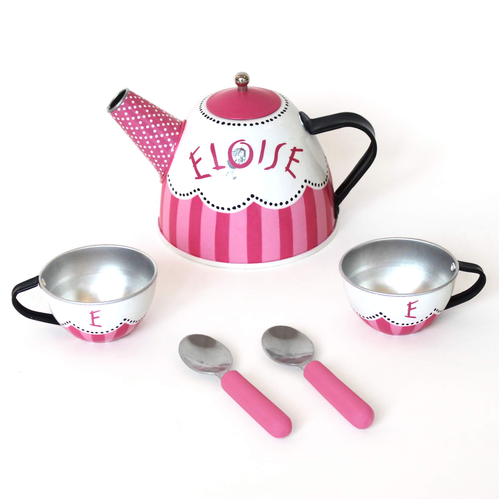 YOTTOY Eloise Collection | 12-Piece Kids Tin Tea Set Toy with Illustrations & Sturdy Carrying Case