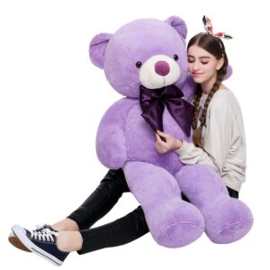 maogolan giant purple teddy bear 47 inch life size bear stuffed animal plush toy valentines bear for girls girlfriend wife children teens