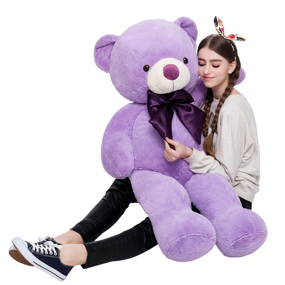 MaoGoLan Giant Purple Teddy Bear 47 inch Life Size Bear Stuffed Animal Plush Toy Valentines Bear for Girls Girlfriend Wife Children Teens