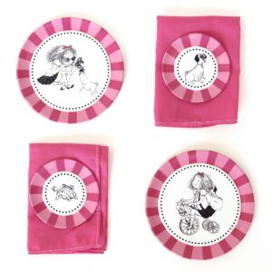 YOTTOY Eloise Collection | 12-Piece Kids Tin Tea Set Toy with Illustrations & Sturdy Carrying Case