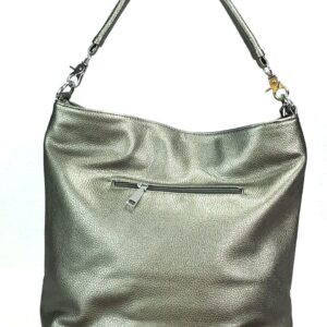 Zzfab Coin Circle Sparkle Hobo Bag with Tassel Pewter