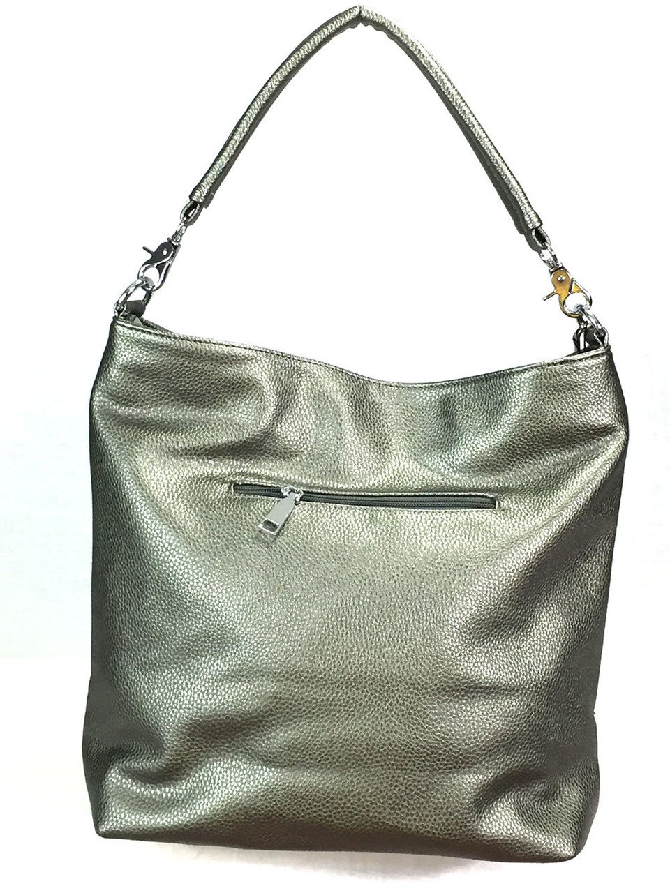 Zzfab Coin Circle Sparkle Hobo Bag with Tassel Pewter