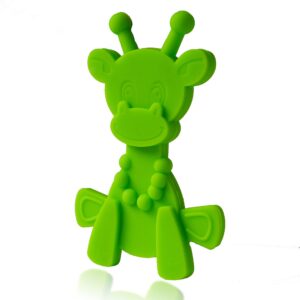 baby teething toy extraordinaire - little bambam giraffe teether toys by bambeado. toy for natural teething comfort and for sore gums - christmas gift for baby through to infant - lime