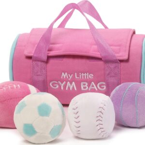 Baby GUND Play Soft My Little Gym Bag 5-Piece Plush Playset with Rattle, Squeaker & Crinkle Plush Toys, Sensory Toy for Babies & Newborns, 8"