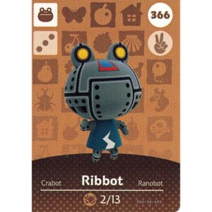 nintendo animal crossing happy home designer amiibo card ribbot 366/400 usa version