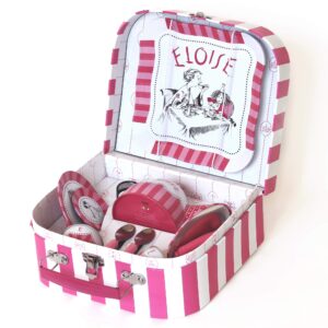 YOTTOY Eloise Collection | 12-Piece Kids Tin Tea Set Toy with Illustrations & Sturdy Carrying Case