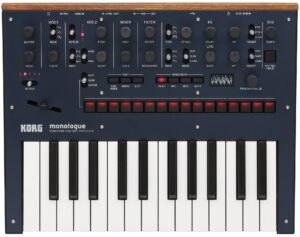 korg monophonic analog synthesizer monologue bl monologue dark blue 25 keys 16 step sequencer with oscilloscope, battery operated, lightweight, perfect for carrying