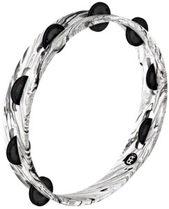 meinl percussion tambourine with black plated steel jingles, single row-not made in china-white marble finish, 2-year warranty, inch (ta1bk-whm)