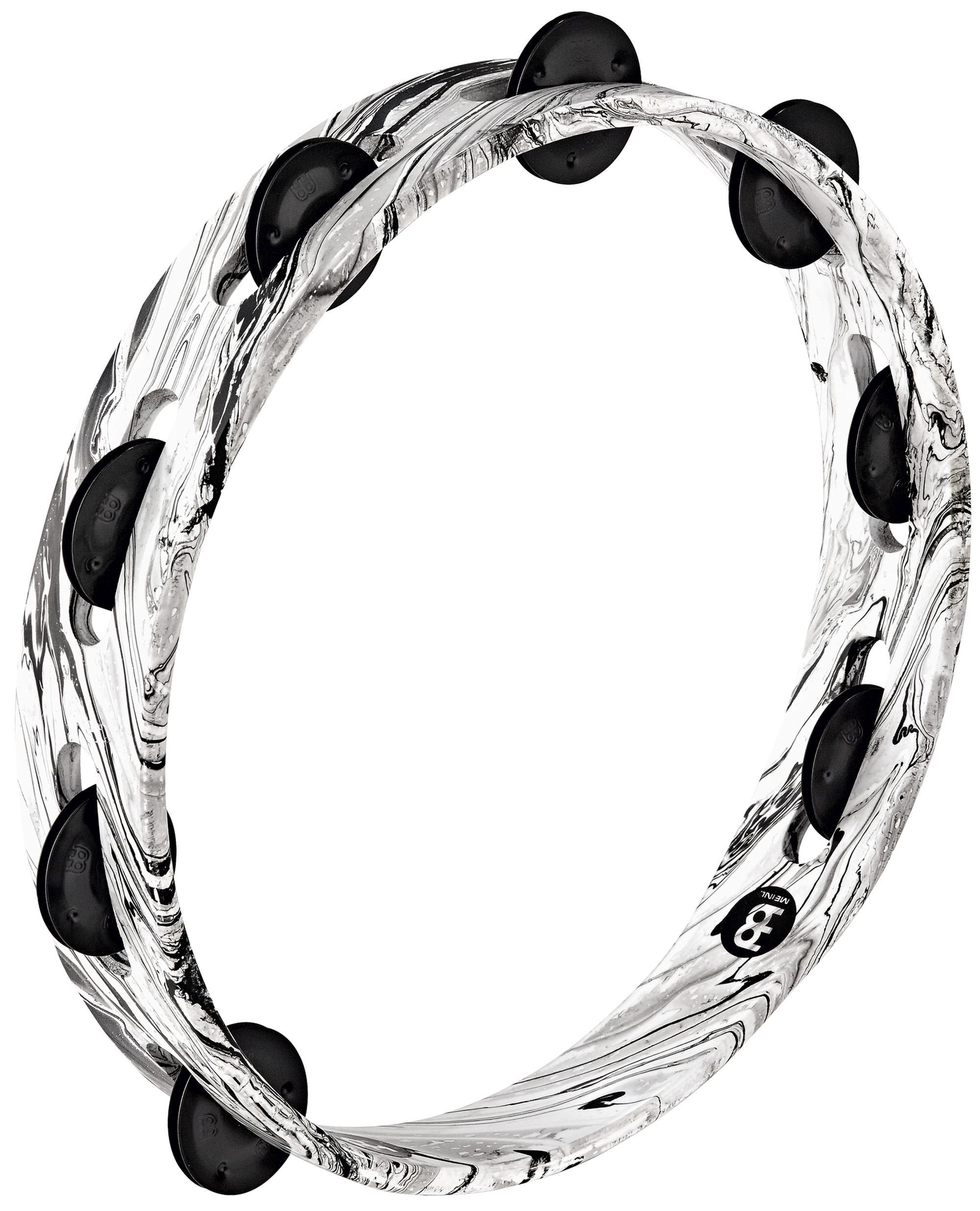 Meinl Percussion Tambourine with Black Plated Steel Jingles, Single Row-NOT Made in China-White Marble Finish, 2-Year Warranty, inch (TA1BK-WHM)