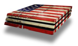 wraptorskinz® decal style skin wrap compatible with sony playstation 4 pro console skin painted faded and cracked usa american flag