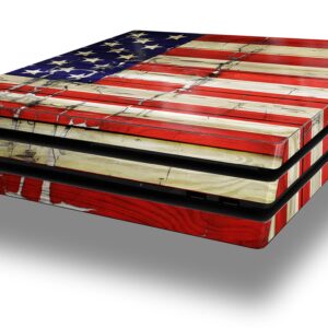 WraptorSkinz® Decal Style Skin Wrap Compatible with Sony PlayStation 4 Pro Console Skin Painted Faded and Cracked USA American Flag