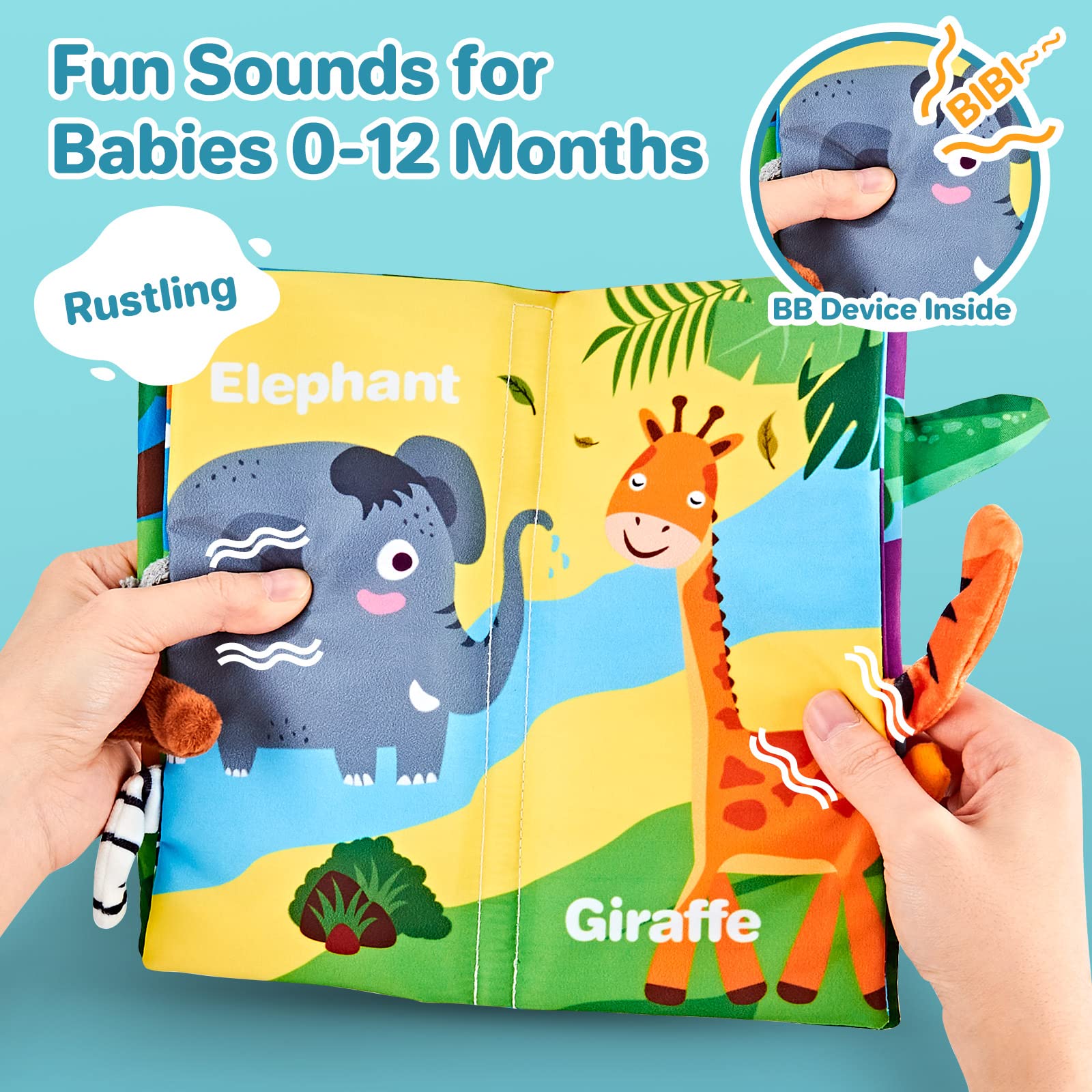 Soft Baby Books 0-6 Months,Cloth Crinkle Book Sensory Baby Toys,Sensory Touch Early Learning Stroller Toys for Infants Toddler Gifts Toy