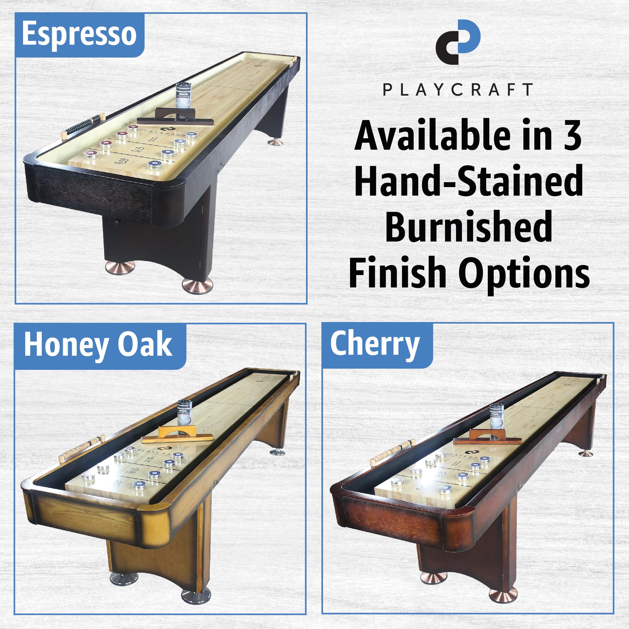 Playcraft Georgetown Shuffleboard Table with Storage Cabinet - Shuffle Board Game Table with Matching Abacus, 8 Pucks, Brush & Wax - Pro Climate Adjusters - Hand-Stained Honey Oak Finish - 14ft