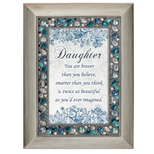 cottage garden daughter braver smarter beautiful jeweled silver colored 4 x 6 easel back photo frame