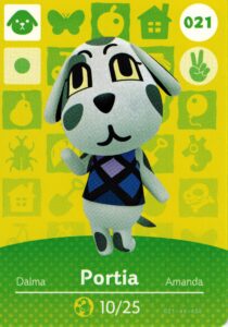 nintendo animal crossing happy home designer amiibo card portia 021/100 usa version