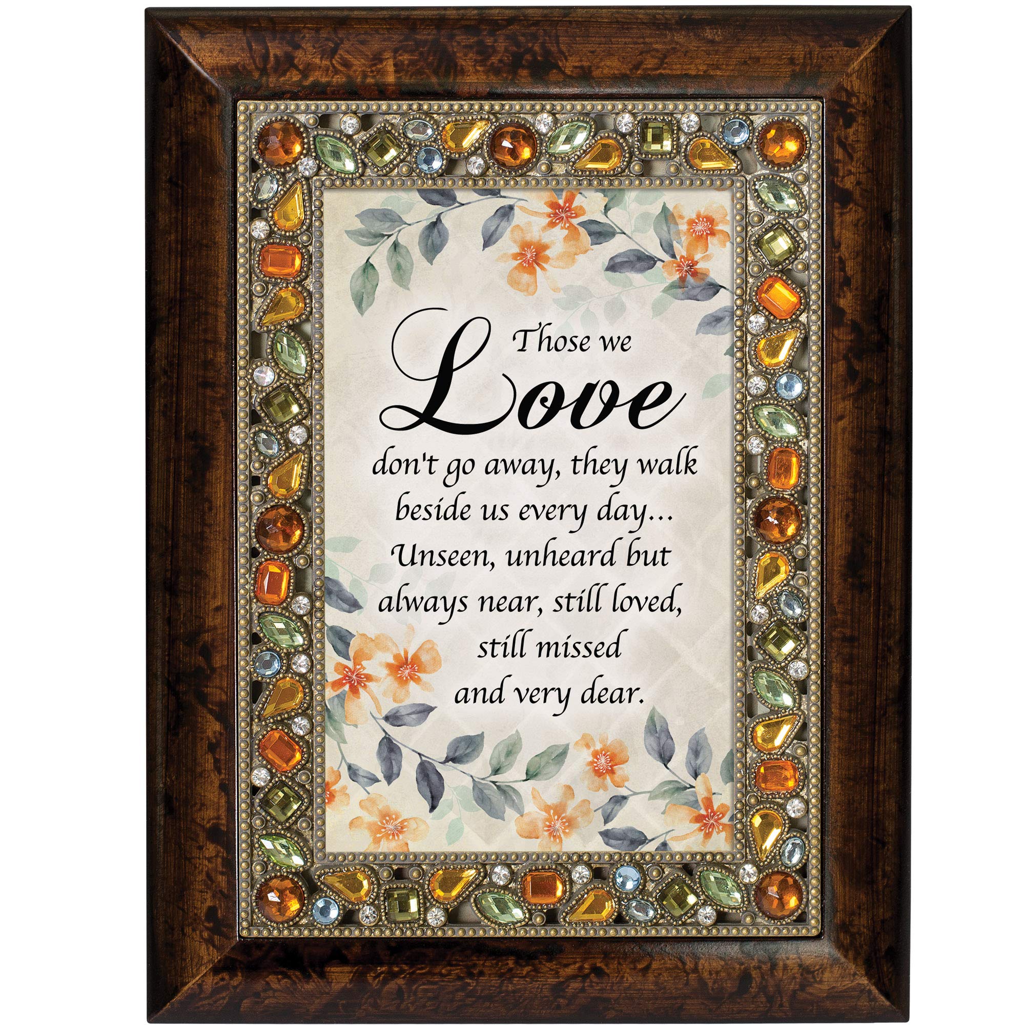 Cottage Garden Those We Love Still Missed Jeweled Amber Earth Tones 4 x 6 Easel Back Photo Frame