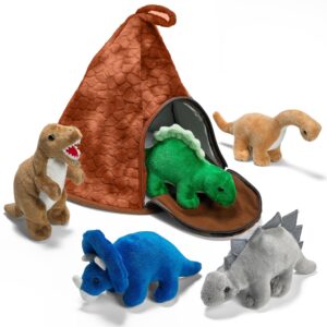 prextex dinosaur volcano plush toy - volcano with 5 dino plush set - dinosaur toy for kids - plush volcano zippers 5 little dino stuffed animals - a must have gift for dino lovers