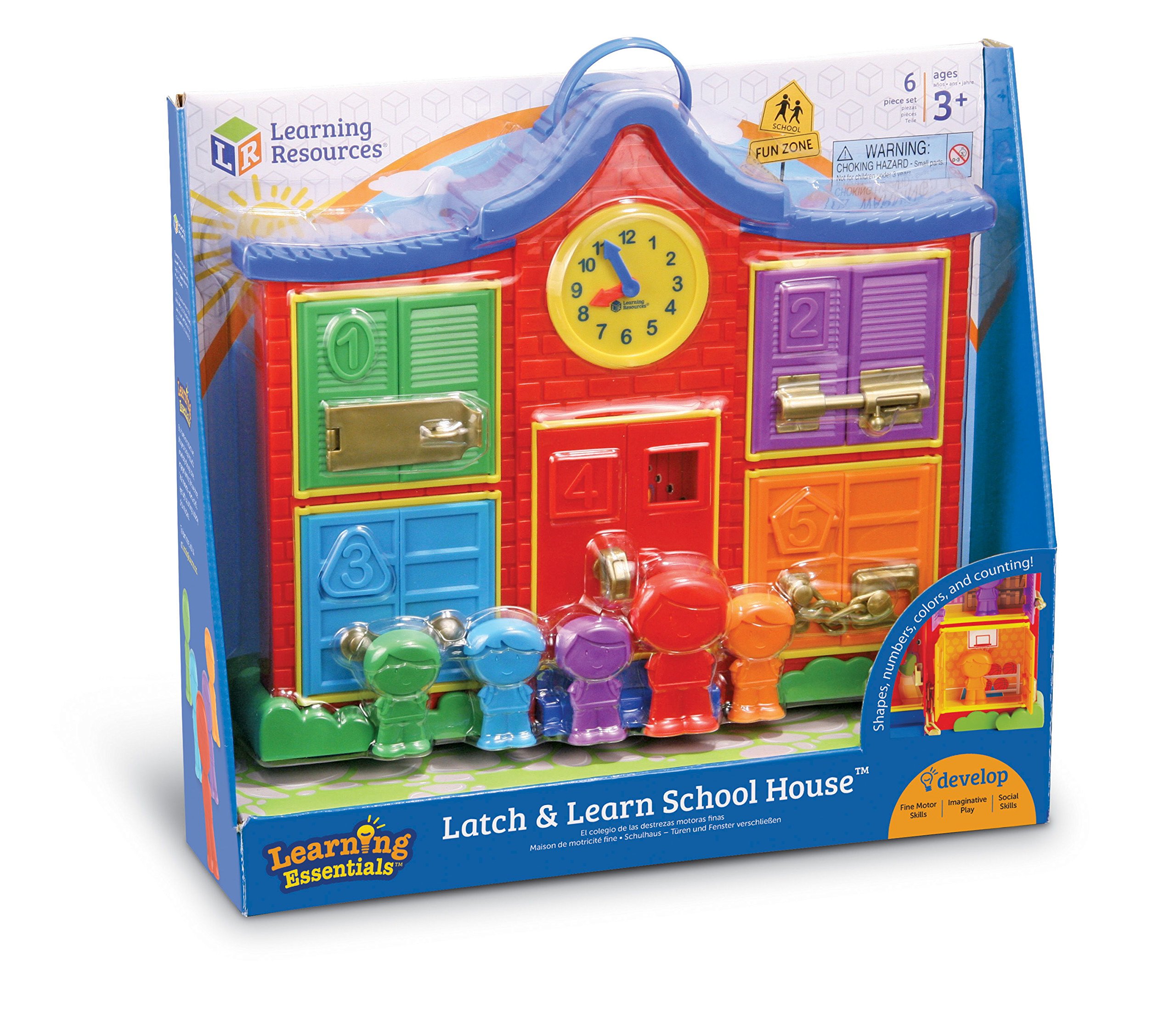 Learning Resources Latch & Learn School House, Fine Motor Toy, Develops social skills, Educational Toddler Toys, 6 Pieces, Ages 3+