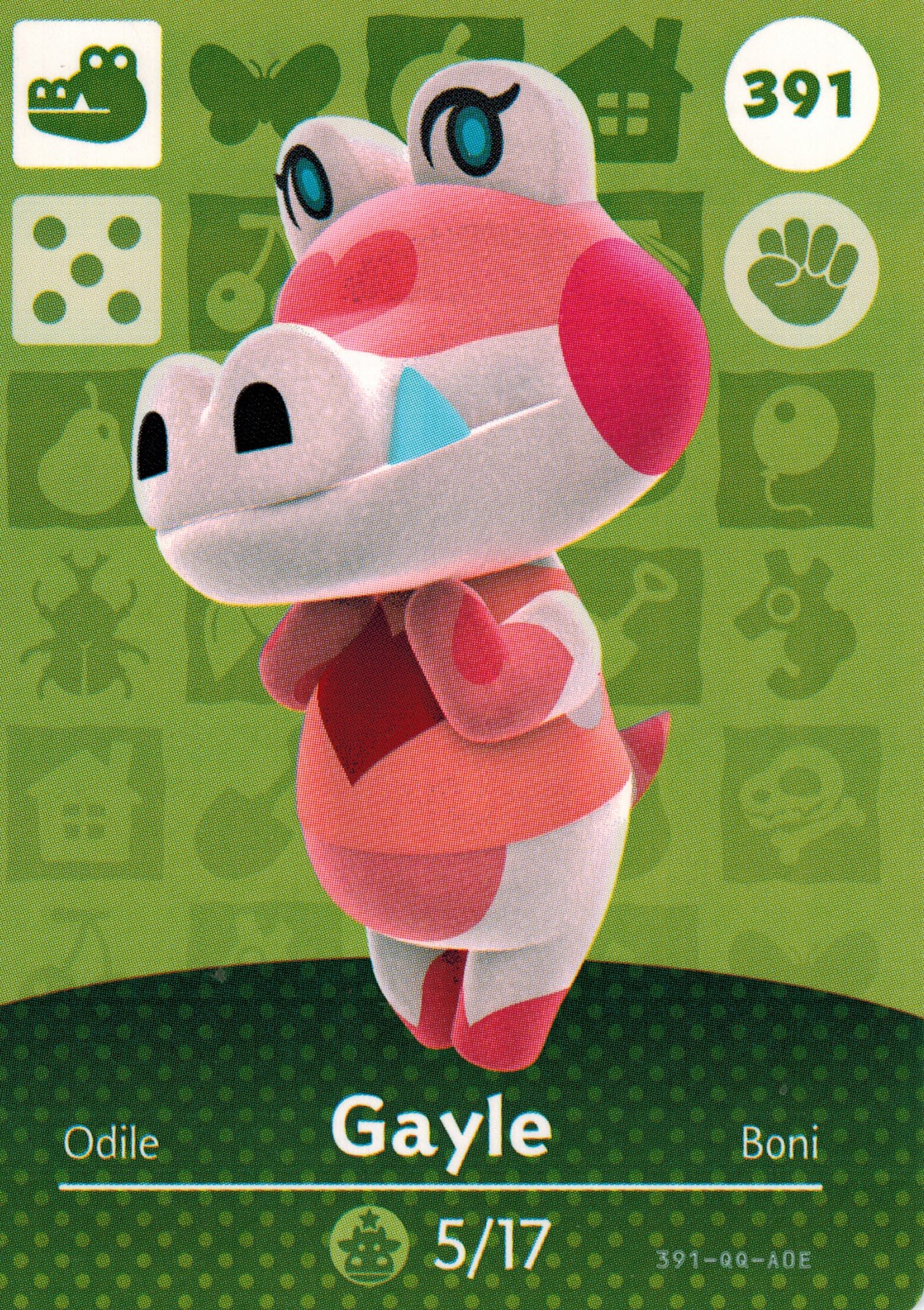 Nintendo Animal Crossing Happy Home Designer Amiibo Card Gayle 391/400 USA Version