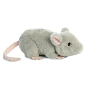 aurora® adorable mini flopsie™ mouse stuffed animal - playful ease - timeless companions - gray 8 inches