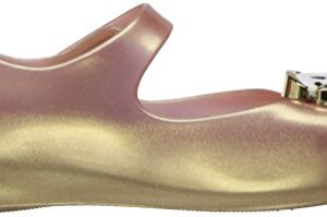 Mini Melissa Kids' Mini Ultragirl Beauty and the Beast Mary Jane Flat,Metallic/Pink,5 Regular US Toddler