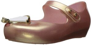 mini melissa kids' mini ultragirl beauty and the beast mary jane flat,metallic/pink,5 regular us toddler