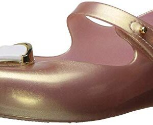 Mini Melissa Kids' Mini Ultragirl Beauty and the Beast Mary Jane Flat,Metallic/Pink,5 Regular US Toddler