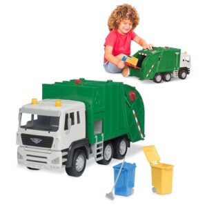 driven by battat – large toy recycling truck for kids – toy city vehicle – lights & sounds toy truck – movable parts – 3 years + – standard green recycling truck