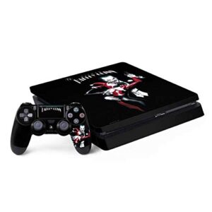 skinit decal gaming skin compatible with ps4 slim bundle - officially licensed warner bros harley quinn and the joker design