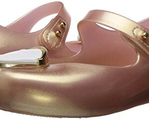 Mini Melissa Kids' Mini Ultragirl Beauty and the Beast Mary Jane Flat,Metallic/Pink,5 Regular US Toddler