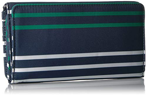 JuJuBe Be Rich Tri-Fold Wallet with Snap Enclosure, Coastal Collection - Providence - Navy/Teal/White Stripes