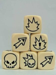 flaming skull dice - ivory w/black - 3 dice fantasy football block dice set