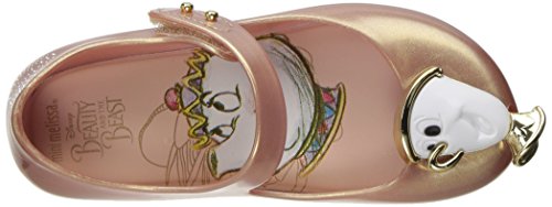 Mini Melissa Kids' Mini Ultragirl Beauty and the Beast Mary Jane Flat,Metallic/Pink,5 Regular US Toddler