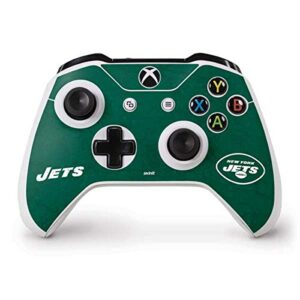 skinit decal gaming skin compatible with xbox one s controller - officially licensed nfl new york jets distressed design