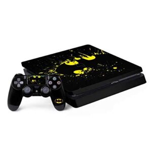 skinit decal gaming skin compatible with ps4 slim bundle - officially licensed warner bros batman logo yellow splash design