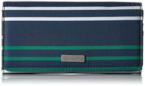 jujube be rich tri-fold wallet with snap enclosure, coastal collection - providence - navy/teal/white stripes