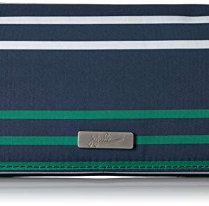 JuJuBe Be Rich Tri-Fold Wallet with Snap Enclosure, Coastal Collection - Providence - Navy/Teal/White Stripes