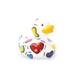 pop heart (mini) rubber duck by bud ducks | elegant gift ready packaging - "living in a bubble of love!" | child safe | collectable