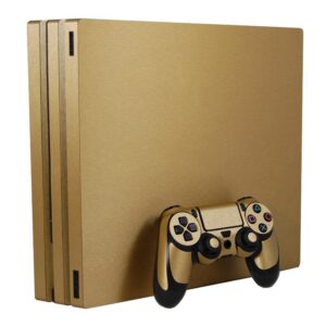 brushed gold metal - air release vinyl decal mod skin kit by system skins - compatible with playstation 4 pro console