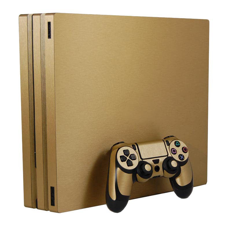 Brushed Gold Metal - Air Release Vinyl Decal Mod Skin Kit by System Skins - Compatible with PlayStation 4 Pro Console