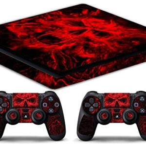 Skin Ps4 Slim - Skull Flames RED - Limited Edition Decal Cover ADESIVA Playstation 4 Slim Sony Bundle