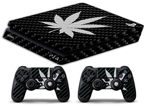 Skin Ps4 Slim - Carbon Fiber Marijuana - Limited Edition Decal Cover ADESIVA Playstation 4 Slim Sony Bundle