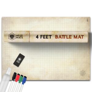 melee mats dnd map starter kit for dungeons & dragons game - 35” x 48", wet/dry erase battle terrain grid - ultimate tabletop gaming experience with accessories