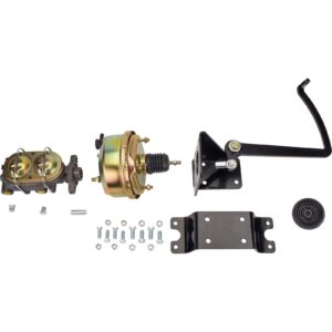 Universal 7" Brake Booster and 1" Master Cylinder Kit for Early Hot Rods and Trucks: Frame-Mounted, Fits Auto Transmission, Dual Reservoir, 6:1 Pedal Ratio, Under Floor Power Brake Conversion