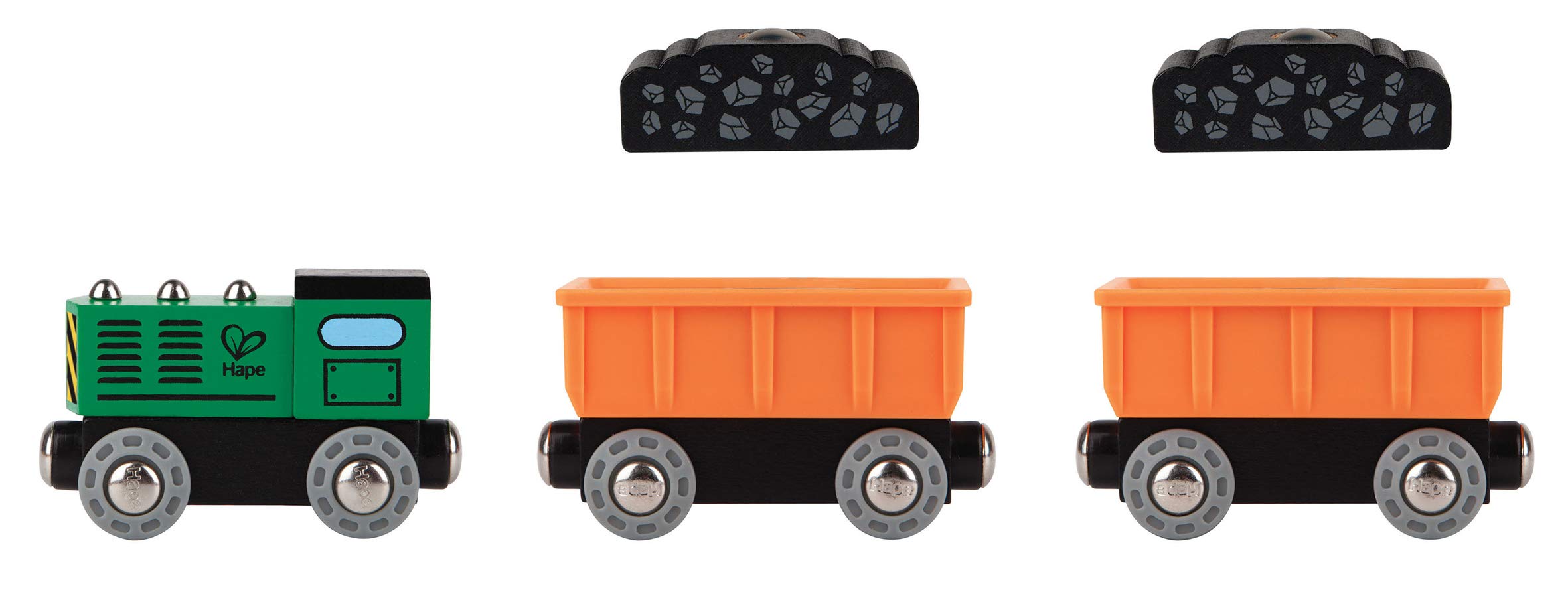 Hape Railway Diesel Freight Train| Freight Wagons with Loads Magnetic Connection Train for Kids