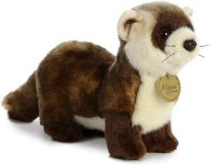 aurora® realistic miyoni® black footed ferret stuffed animal - lifelike detail - cherished companionship - brown 10.5 inches